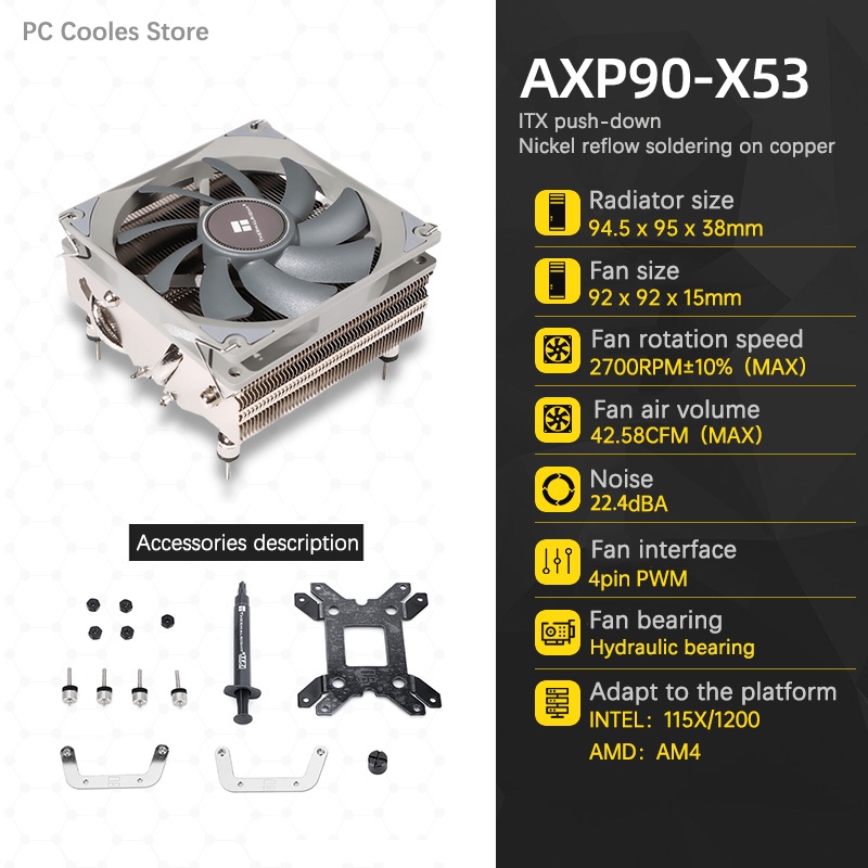 Thermalright AXP90 FULL HTPC ITX Cooler High 47mm Low Profile A4 Case ...