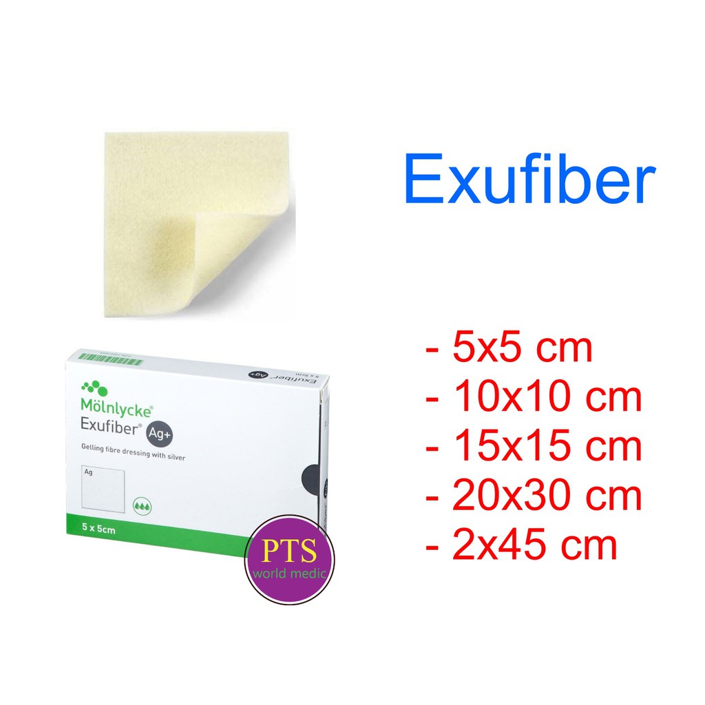 Exufiber Ag+ แผ่นดูดซับน้ำเหลือง มียาฆ่าเชื้อ (1 แผ่น) | Shopee Thailand