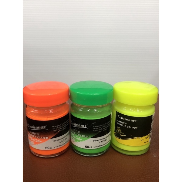 Acrylic Fluo Colour สีอะคริลิคสะท้อนแสงเรนาซองซ์60ml | Shopee Thailand