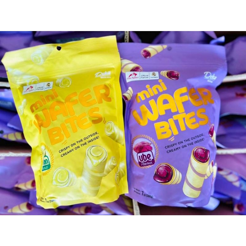 Mini wafer bites ขนมเวเฟอร์ สอดใส้ รสทุเรียน และรสมันม่วง | Shopee Thailand