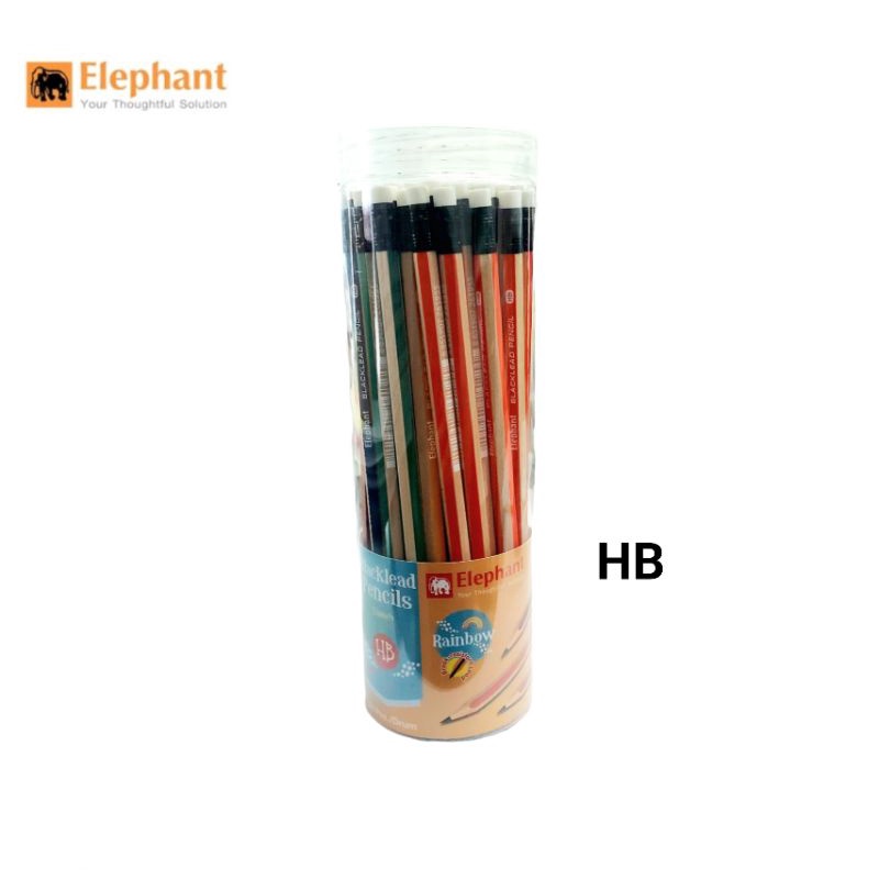 ดินสอไม้ดำ 2B, HB Rainbow ตราช้าง ยกกระปุก 50 ด้าม | Shopee Thailand