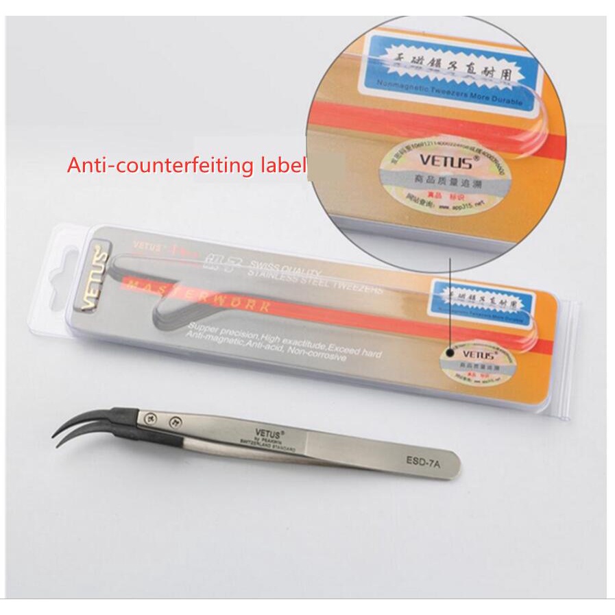 แหนบ เปลี่ยนหัวได้ VETUS แท้ / แหนบสเตนเลส/ แหนบป้องกันไฟฟ้าสถิตย์ ESD ...