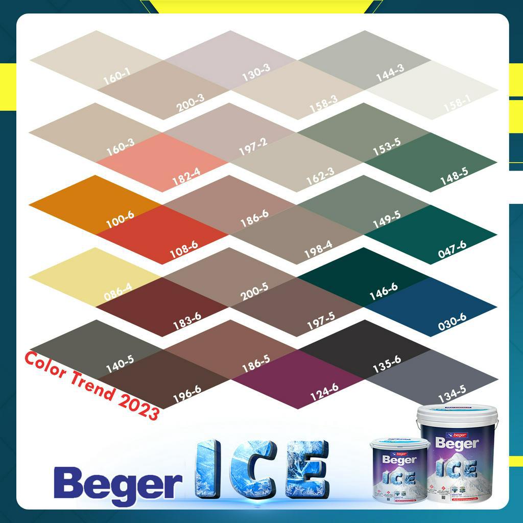 Beger เฉดสี 2023 กึ่งเงา ขนาด 9.4 ลิตร Beger ICE สีทาภายนอกและใน เช็ด ...