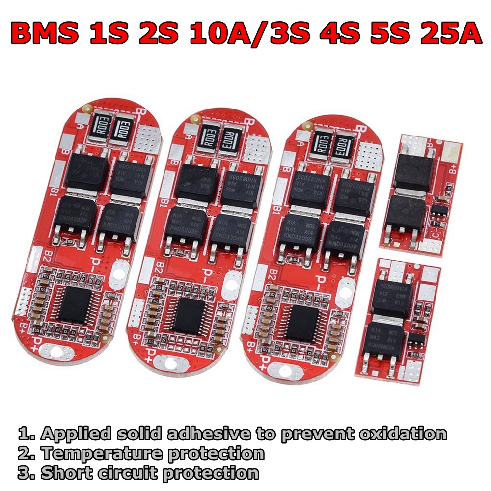 โมดูลบอร์ดวงจรป้องกันแบตเตอรี่ลิเธียม สําหรับ Bms 1s 2s 10a 3s 4s 5s ...