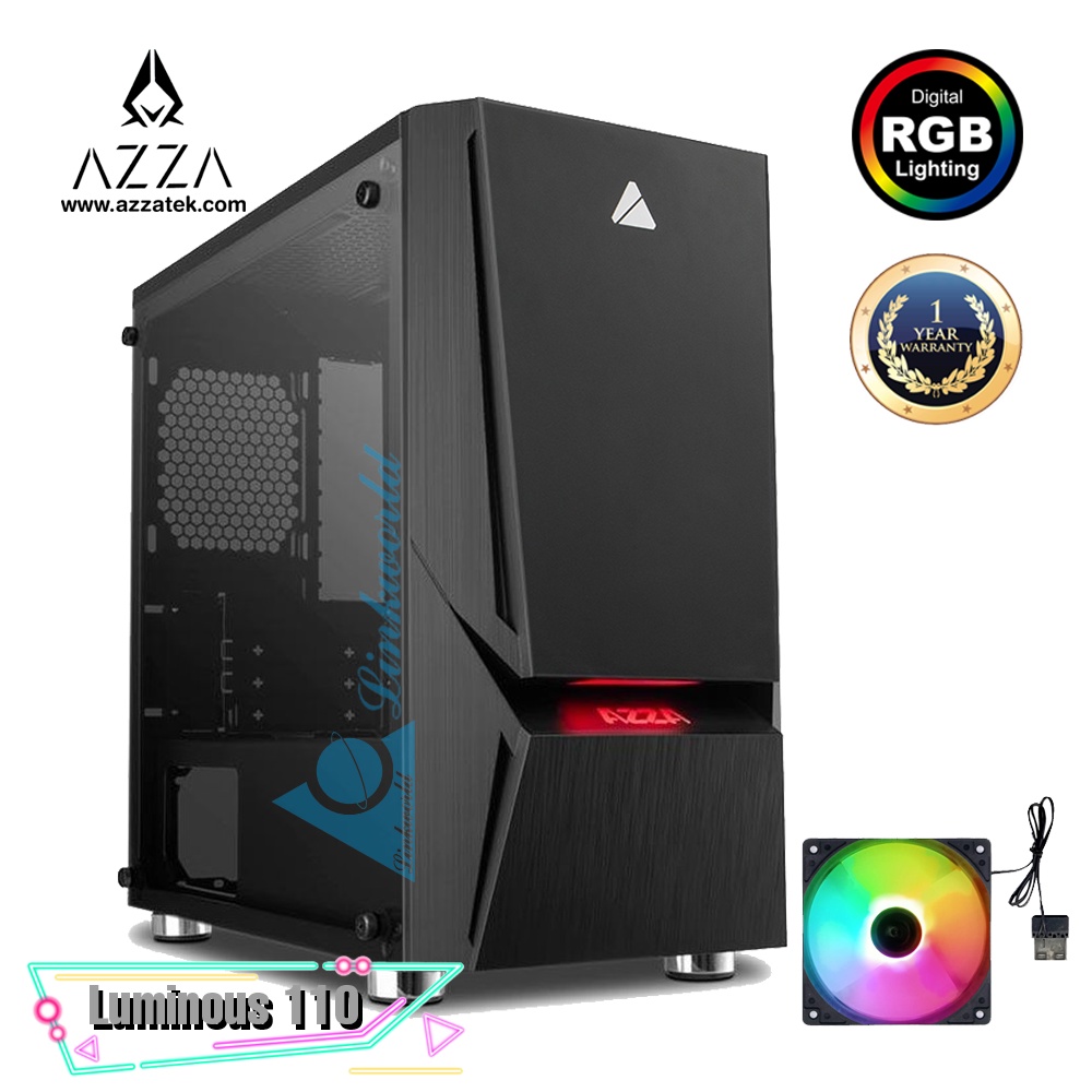 AZZA Micro ATX Mid Tower Tempered Glass RGB Gaming Case LUMINOUS 110 - Black | Shopee Thailand