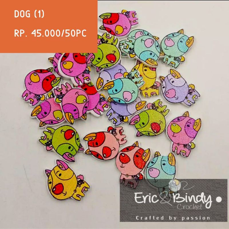 Kayu ปุ่มไม้กับ Dog motif series 1 | Shopee Thailand