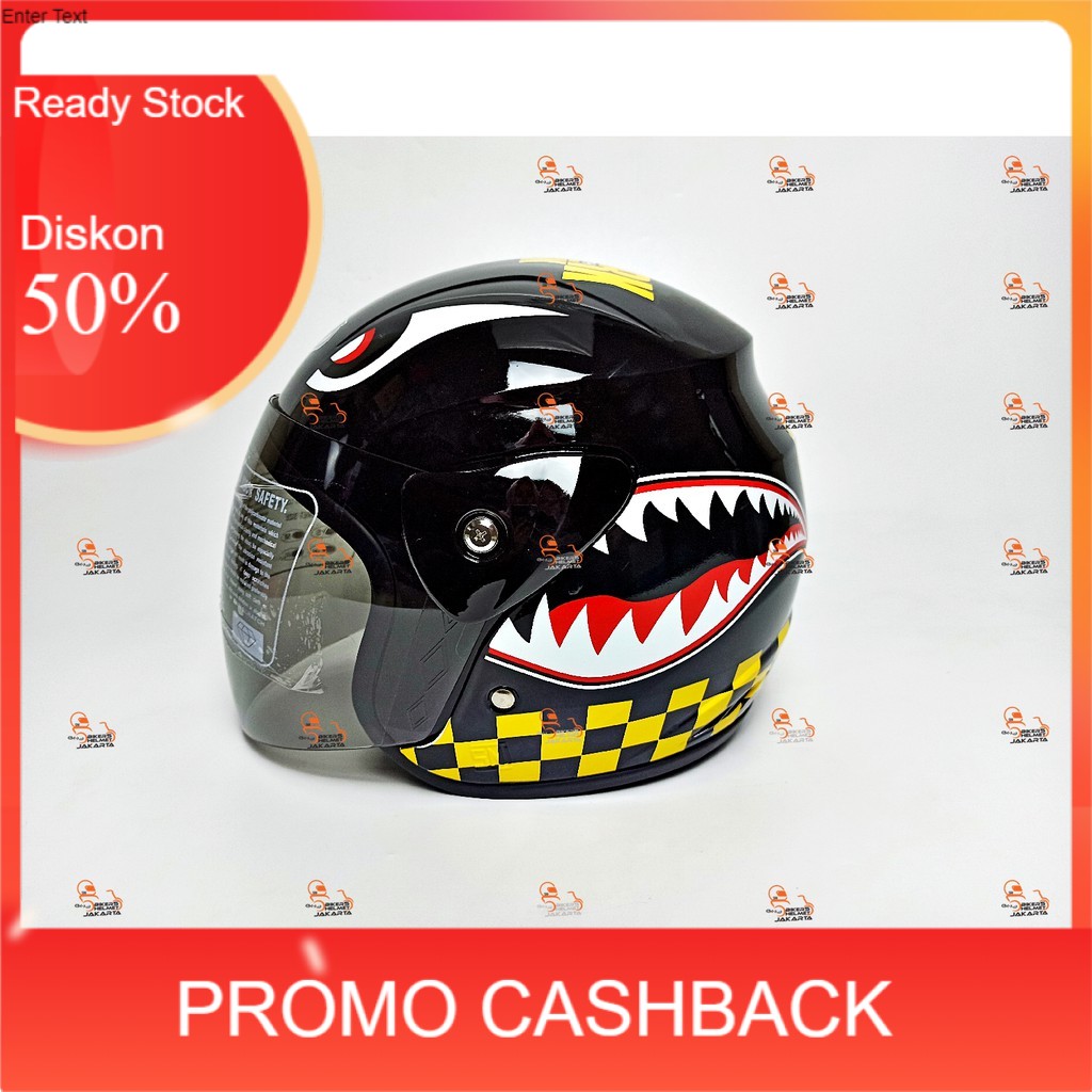 Shark WARHAWK BLACK GLOSS HALF FACE HELMET GM EVO รุ่น IJIN OFFICIAL ...