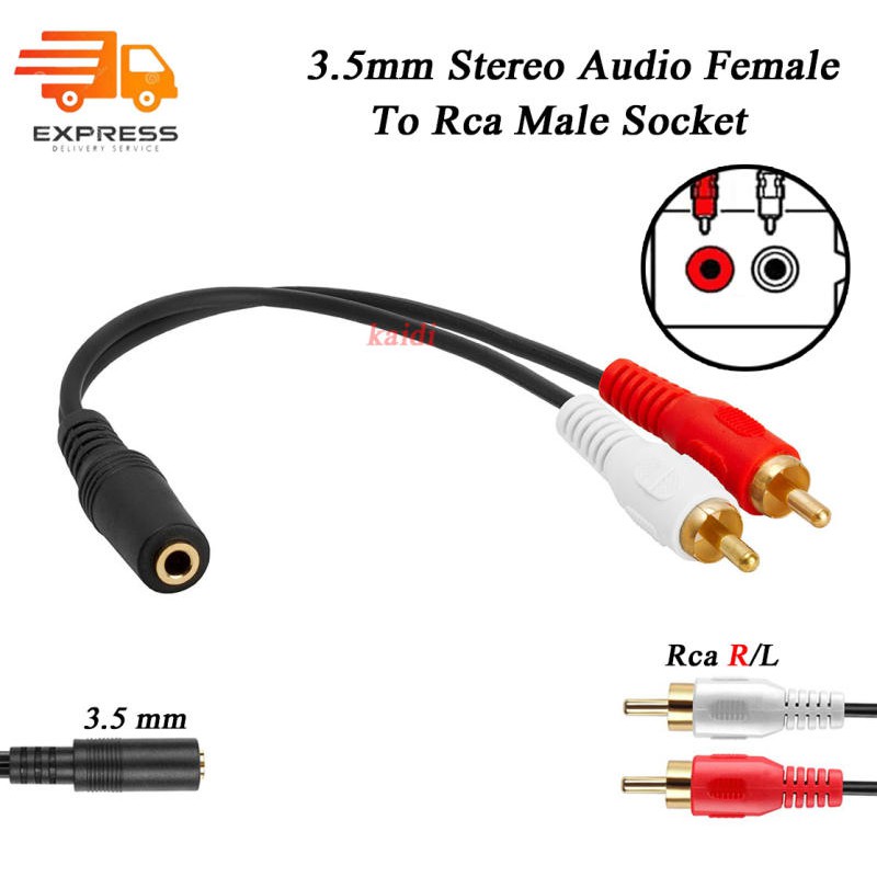 3.5Mm Stereo Audio Female Jack To 2 Rca Male Socket To Headphone Cable ...