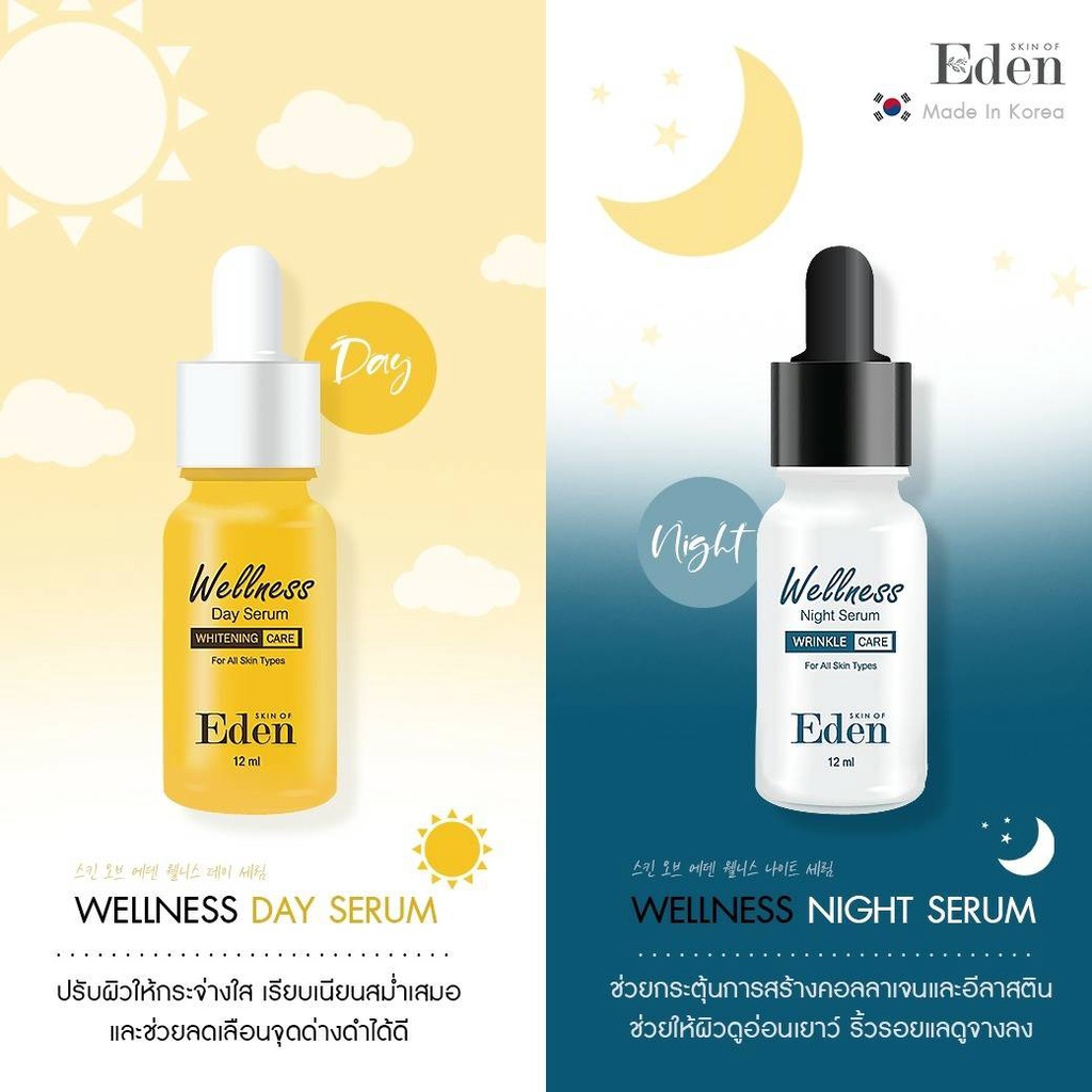 เซรั่มกลางวันและกลางคืน Eden Made in Korea มีกลูต้าไธโอน Niacinamide ...