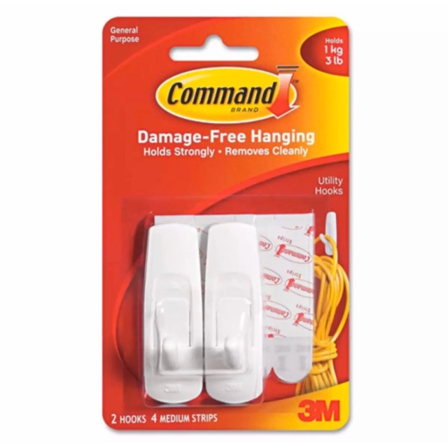 Command 17001 ตะขอเกี่ยวขนาดกลาง ไม่ทำลายพื้นผิว | Shopee Thailand