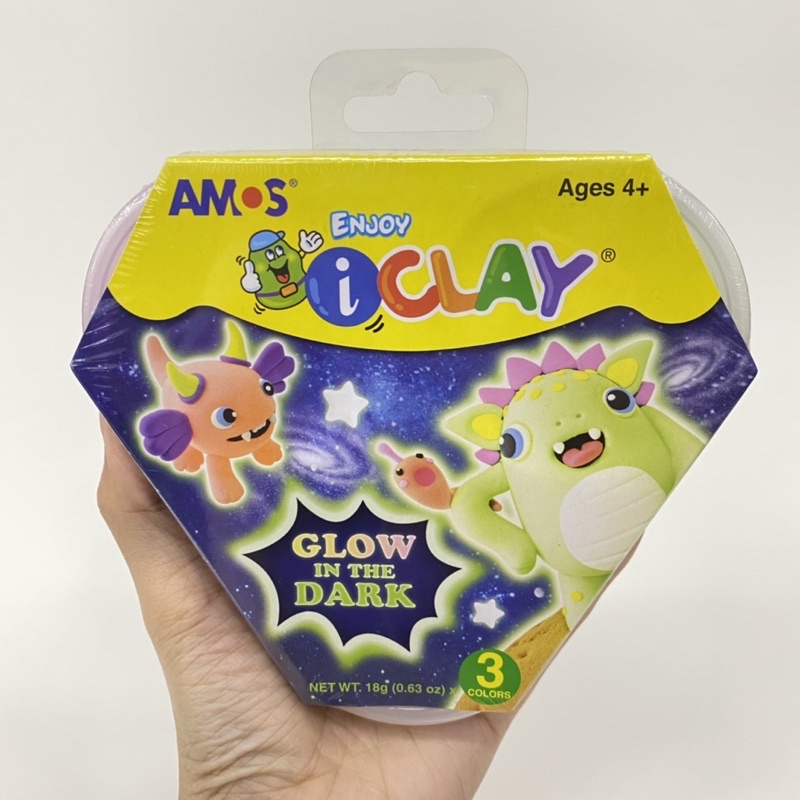 ดินเบา ดินปั้น i-Clay รุ่น Glow in the Dark (ปลอดสารพิษสำหรับเด็ก) เเพ็ค 3 สี AMOS | Shopee Thailand