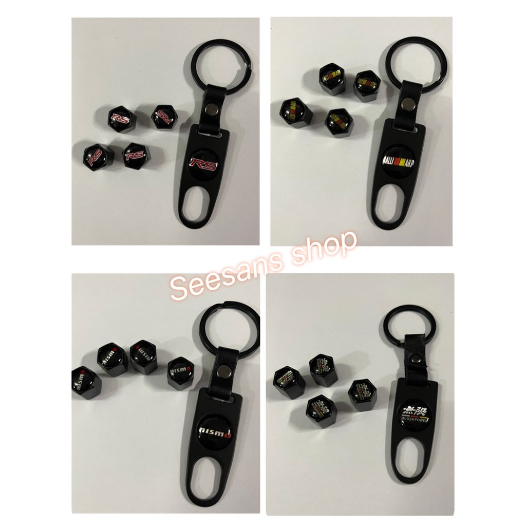 จุกลมยางรถ#จุกลมยางล้อรถ#Logo#RS#RALL//ART#NISMO#MUGEN พร้อมพวงกุญแจ ...