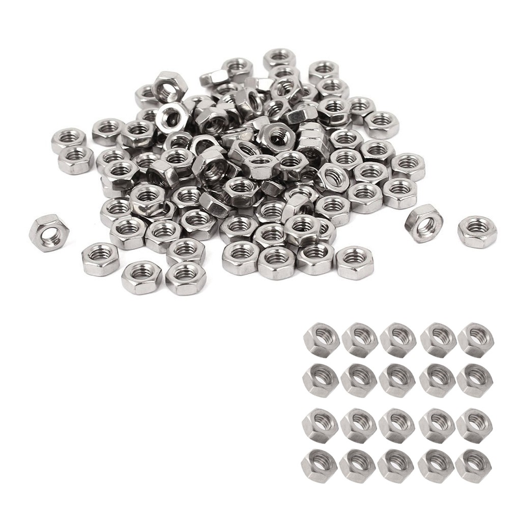 Metric M3 Hex Nuts 304 Stainless Steel Fastener DIN934 100pcs for Bolt ...