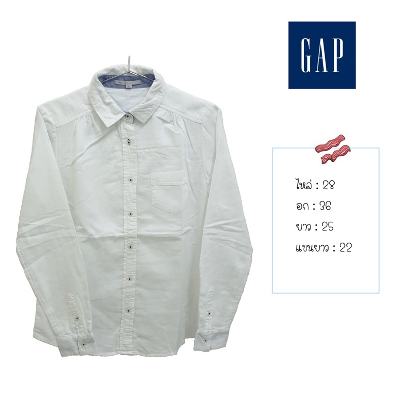 เสื้อเชิ้ตแขนยาว สีขาว แบรนด์ GAP (XS) | Shopee Thailand