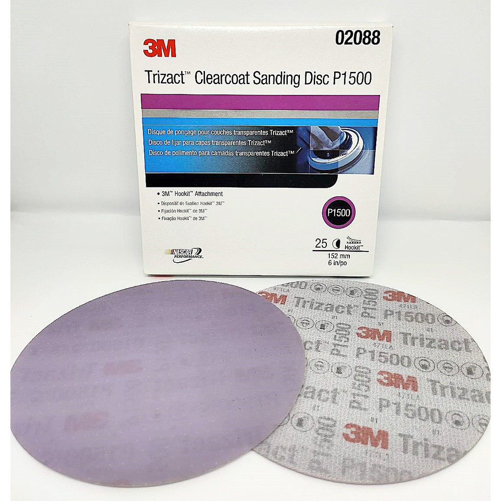 (1-5 แผ่น) 3M 02088 กระดาษทรายกลมไตรแซ็ค Trizact 6" 2088 สำหรับขัดผิว ...