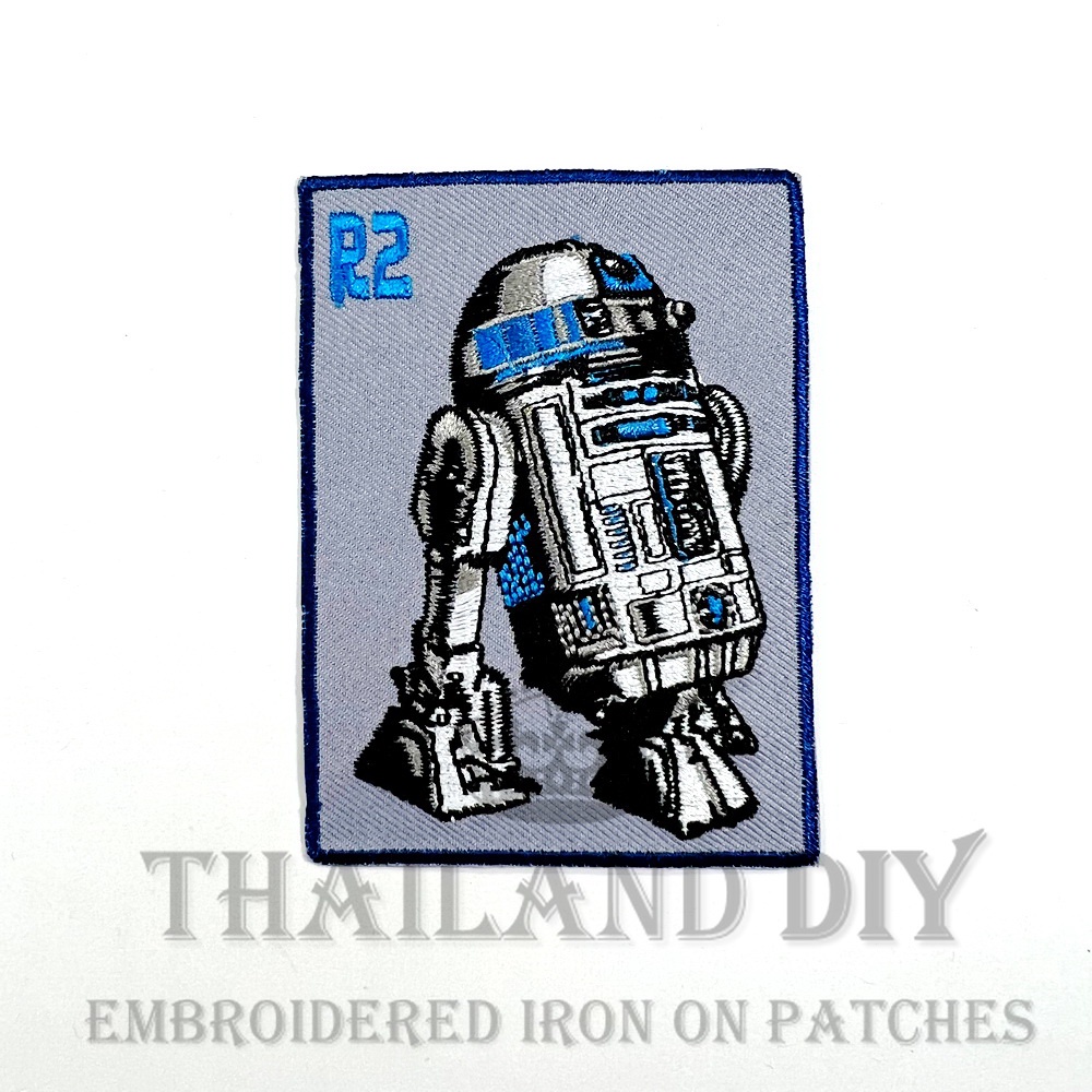 ตัวรีดติดเสื้อ งานปัก การ์ตูน ลายหุ่นยนต์ R2 R2-D2 Star Wars Patch ...
