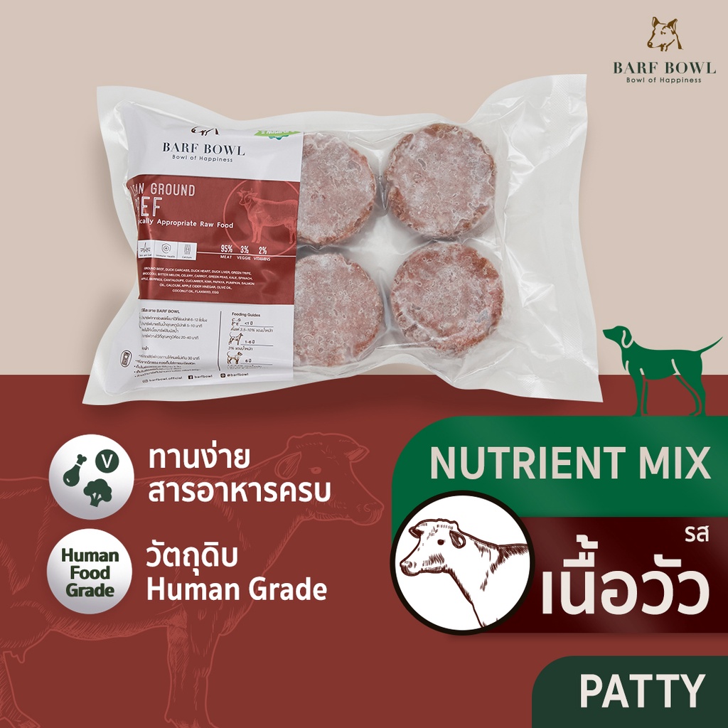 [กรอก BAR98JL ลด130.-] บาร์ฟสุนัข - BARF สูตรเนื้อวัวผสมเป็ด l Patty ...