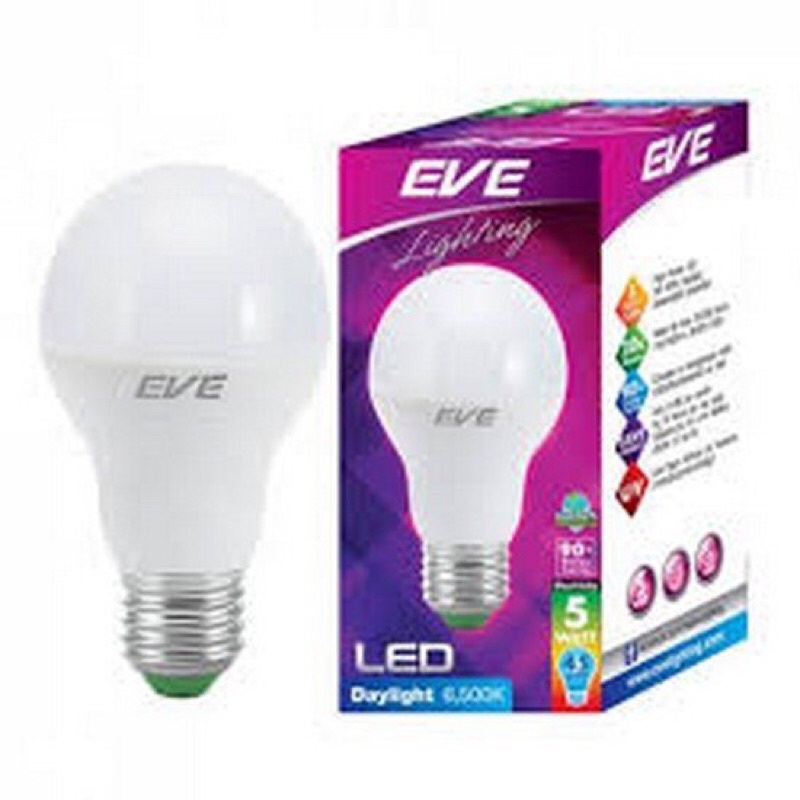 หลอดไฟ LED 5 วัตต์ Daylight EVE LIGHTING รุ่น LED A60 E27 | Shopee Thailand