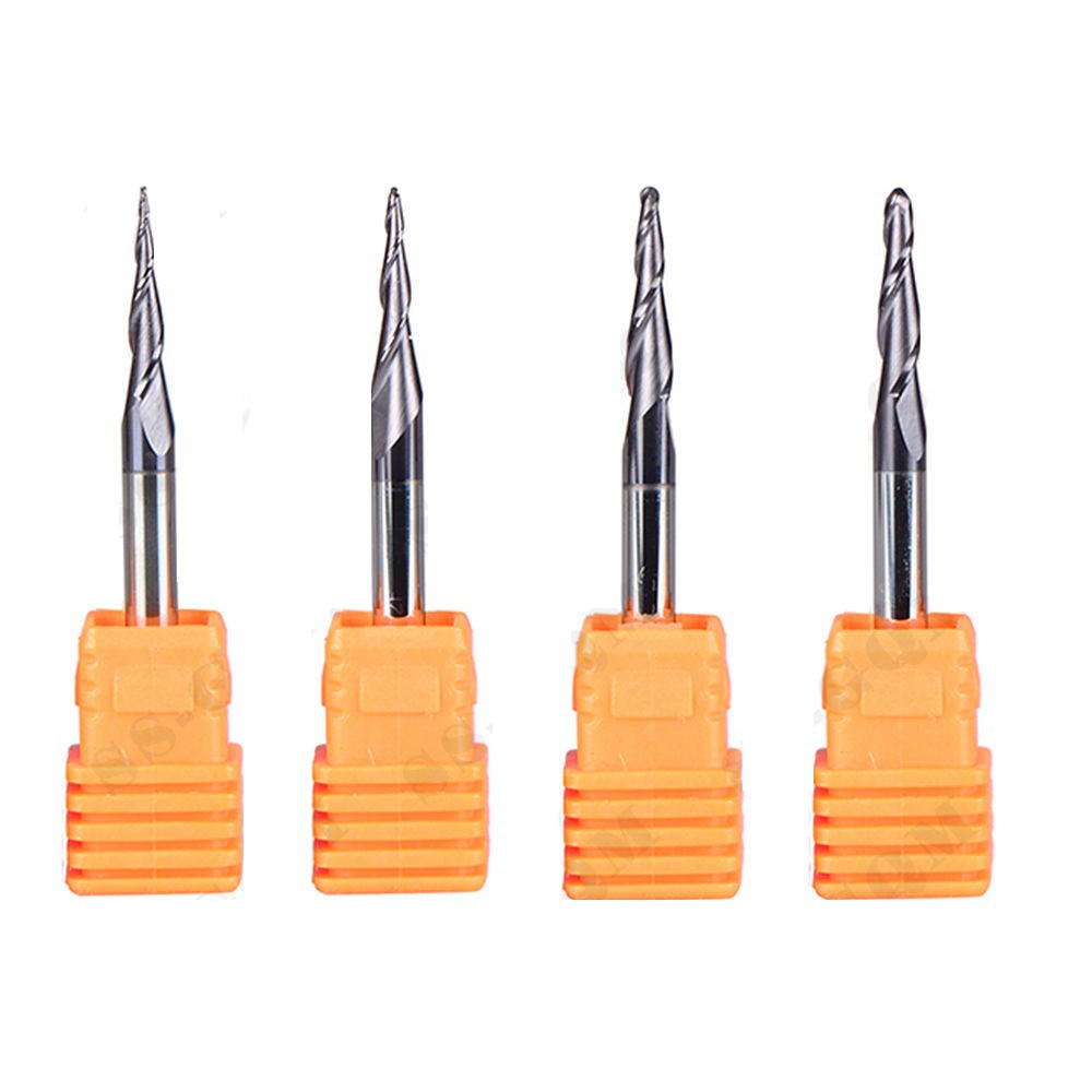 R0.25,R0.5,R0.75,R1.0 X 15 X D4X 50 mm Set 4 ดอกTapered ball nose end mill บอลมิลปลายเรียว คาร์ไ ...