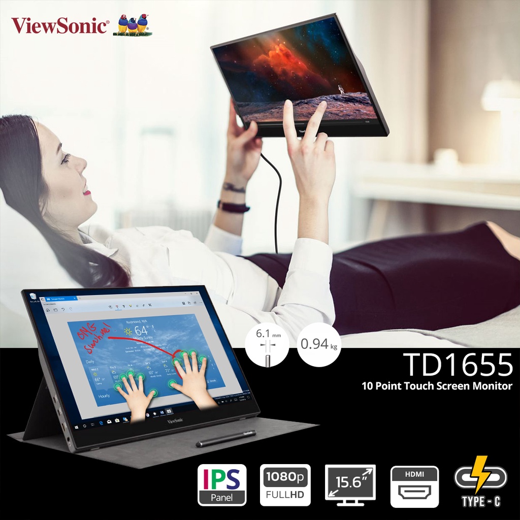 ViewSonic TD1655 Touch Portable Monitor / 15.6" / IPS / 60 Hz / 6.5 ms ...