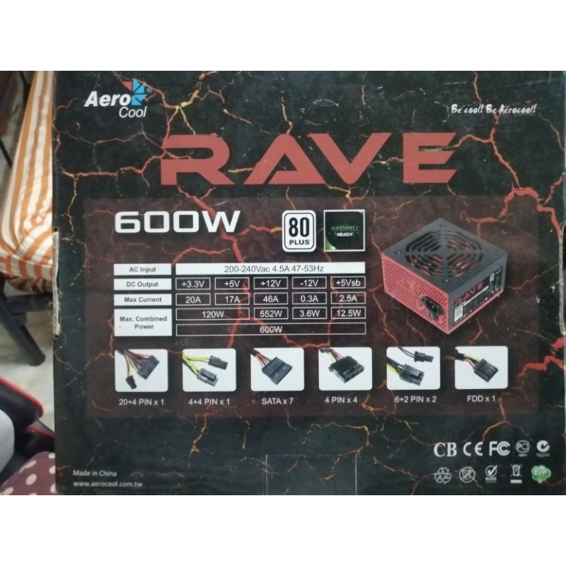 Psu 600w 80+ AeroCool Rave Power supply pc | Shopee Thailand