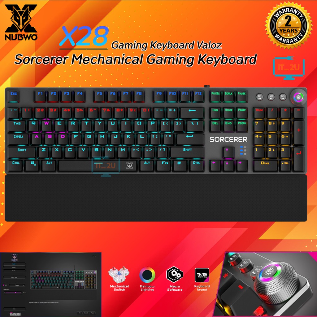 Nubwo X28 Sorcerer Mechanical Gaming Keyboard (Backlight LED),(RGB LED ...