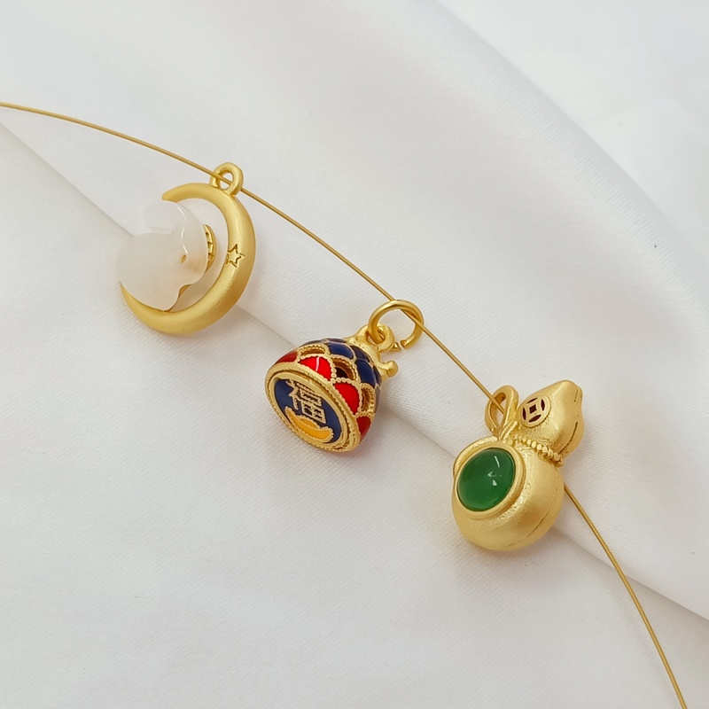 จี้สร้อยคอ สร้อยข้อมือ หยกกลวง รูปกระต่าย พระจันทร์ เนื้อแมตต์ สีทอง 18k DIY | Shopee Thailand