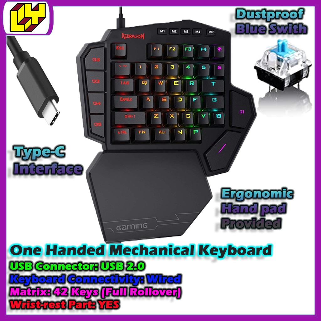 One Handed Keyboard Gaming Keyboard Mechanical RGB Backlit Keyboard ...