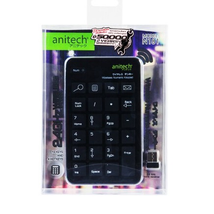 คีย์บอร์ดตัวเลข KEYBOARD Anitech N181 2.4Ghz. Wireless Keypad 19Keys ...