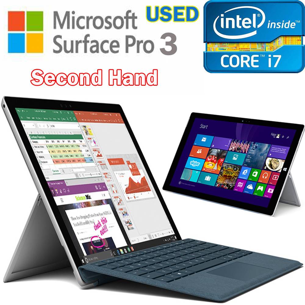 ใช้ "80New" Microsoft Surface Pro3 Intel 1.9-2.6 GHz i3 i5 i7 4G/8G RAM 128G/256G SSD 12 นิ้ว ...