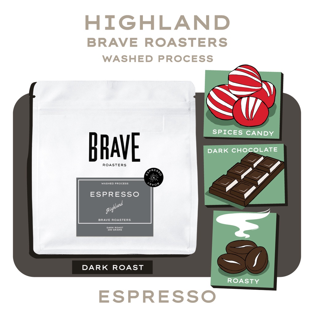 [Brave Roasters] กาแฟไฮแลนด์ Highland Espresso / คั่วเข้ม Dark Roast | Shopee Thailand