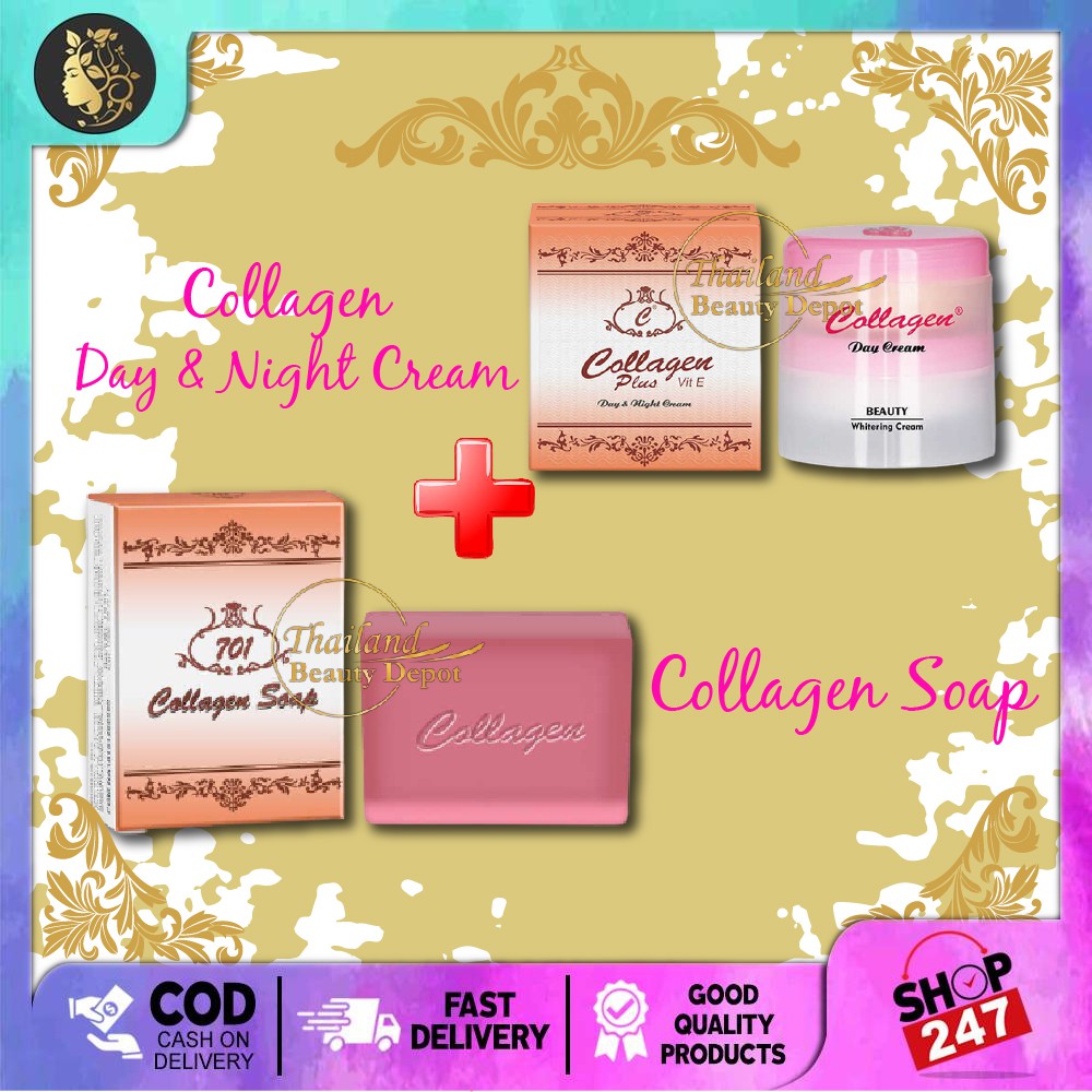 701 Collagen Plus Vit E Collagen Soap 85g + Day & Night Cream 10g (2 ...