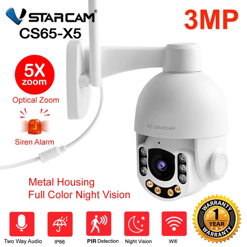 VSTARCAM Outdoor กล้องไร้สายภายนอก CS65-X5 (ซูม5เท่า) คมชัด 3 ล้าน 1296P กันน้ำ 100% รับประกัน 1 ...