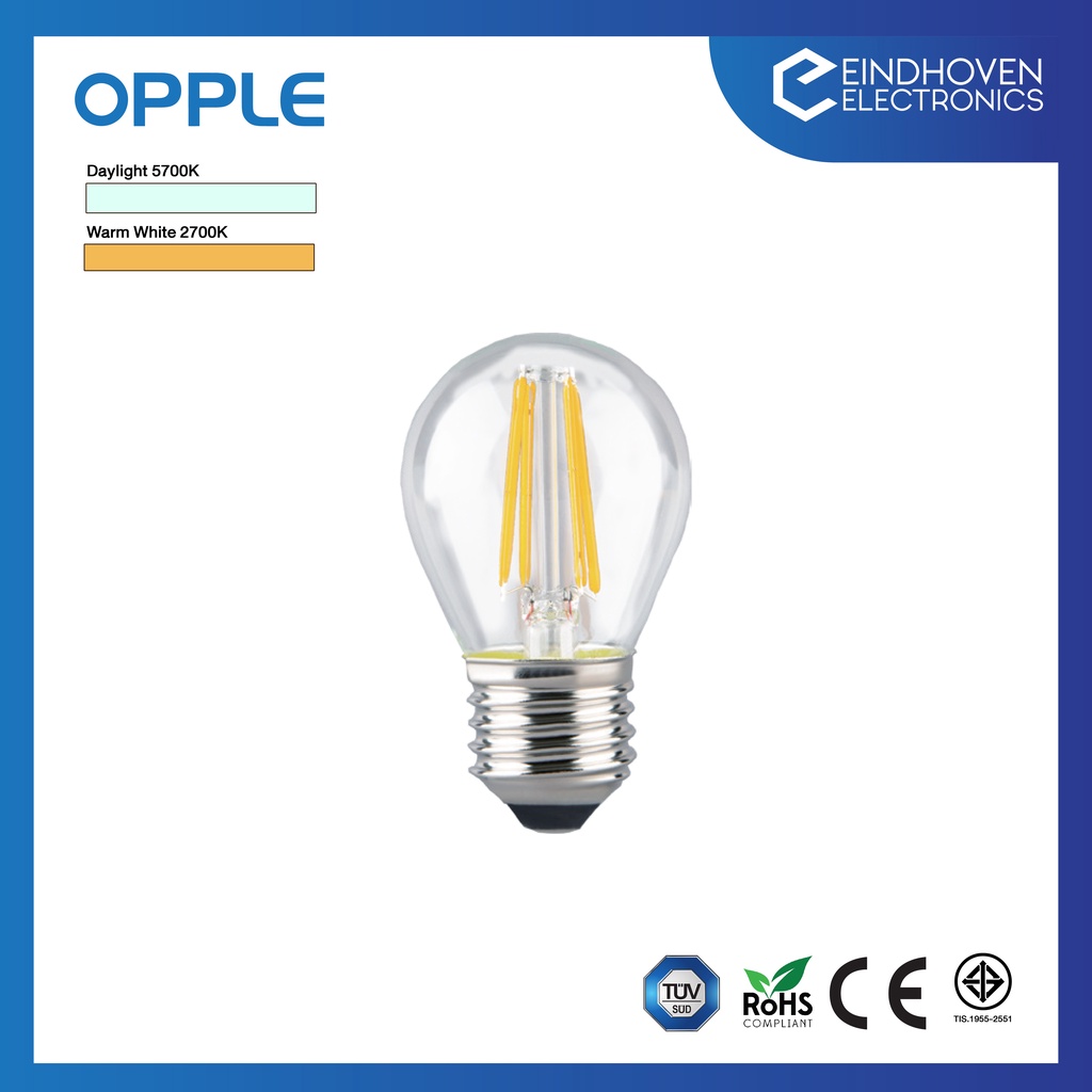 Opple หลอดไฟวินเทจ LED Filament G45 4W E27 2700K | Shopee Thailand