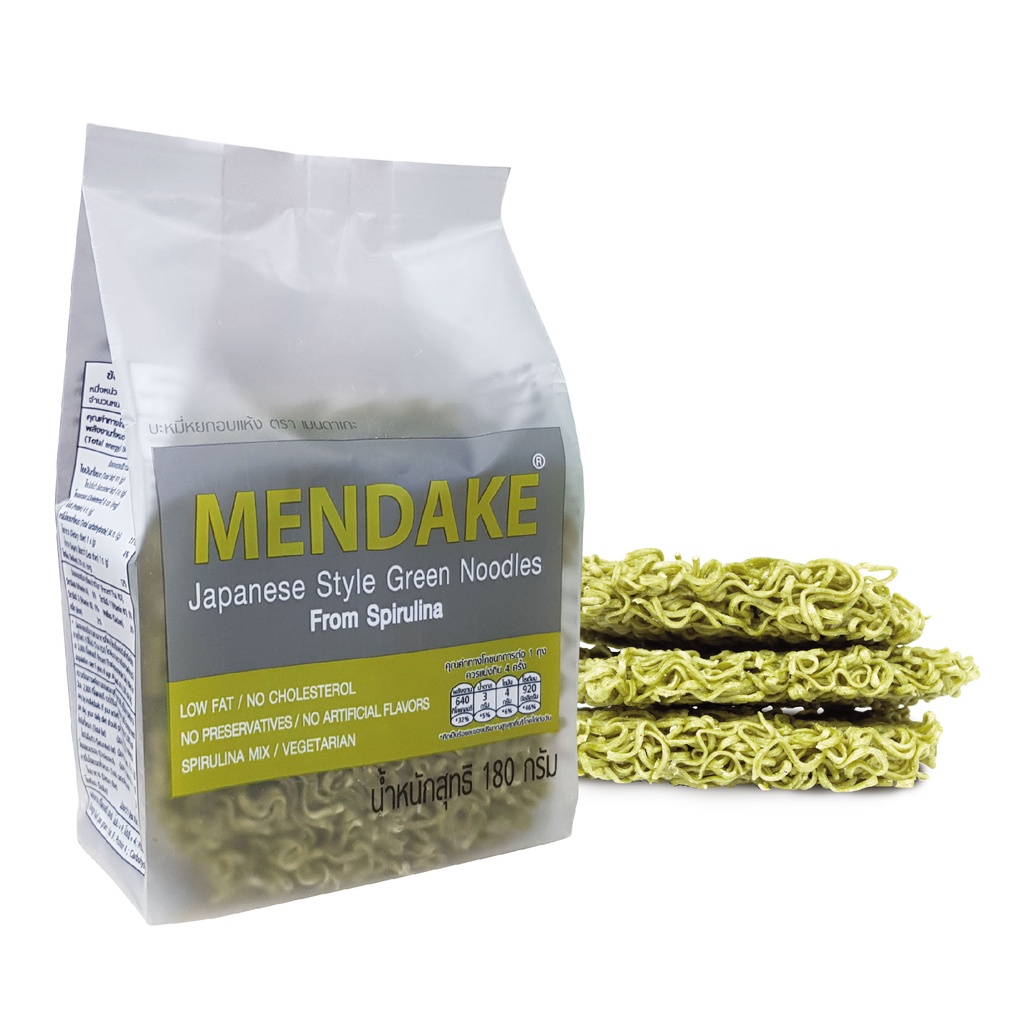 Mendake เมนดาเกะ บะหมี่หยกอบแห้ง จำนวน 4 ซอง (สีเขียว) ซองละ 180 กรัม ...