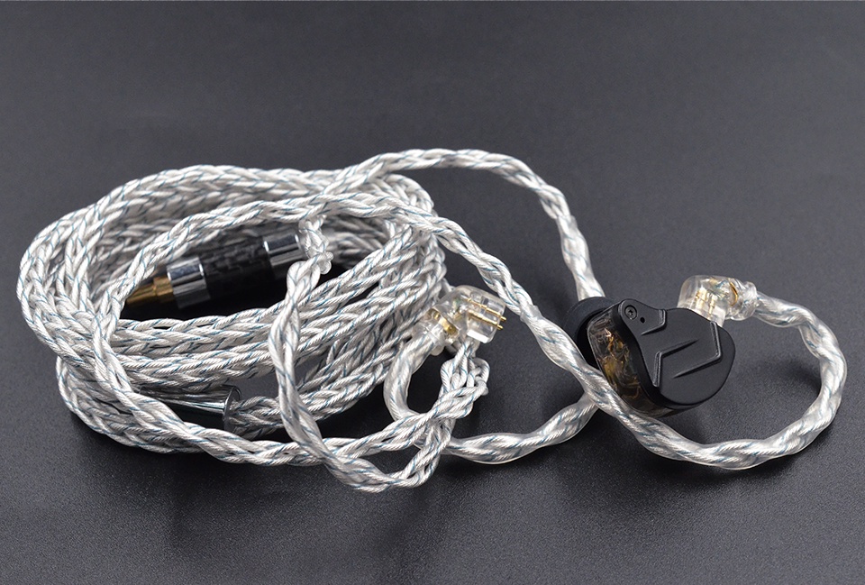 KZ Earphone Cable 8 Core Silver Blue Hybrid 784 cores Silver plated ...