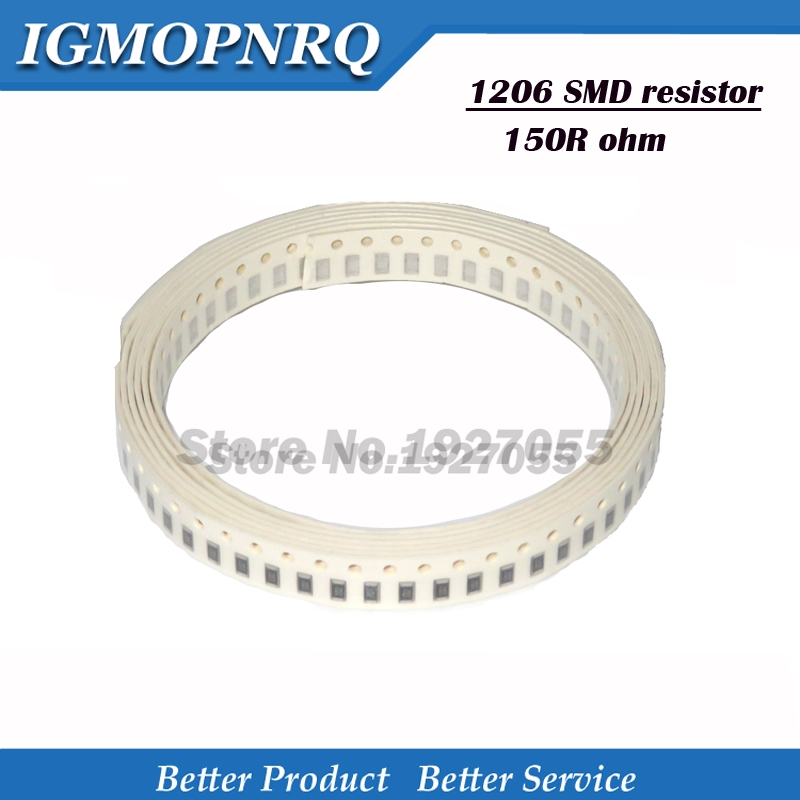 100PCS 1206 150R 151 SMD Resistor 150 ohm chip resistor 0.25W 1/4W 150R ...