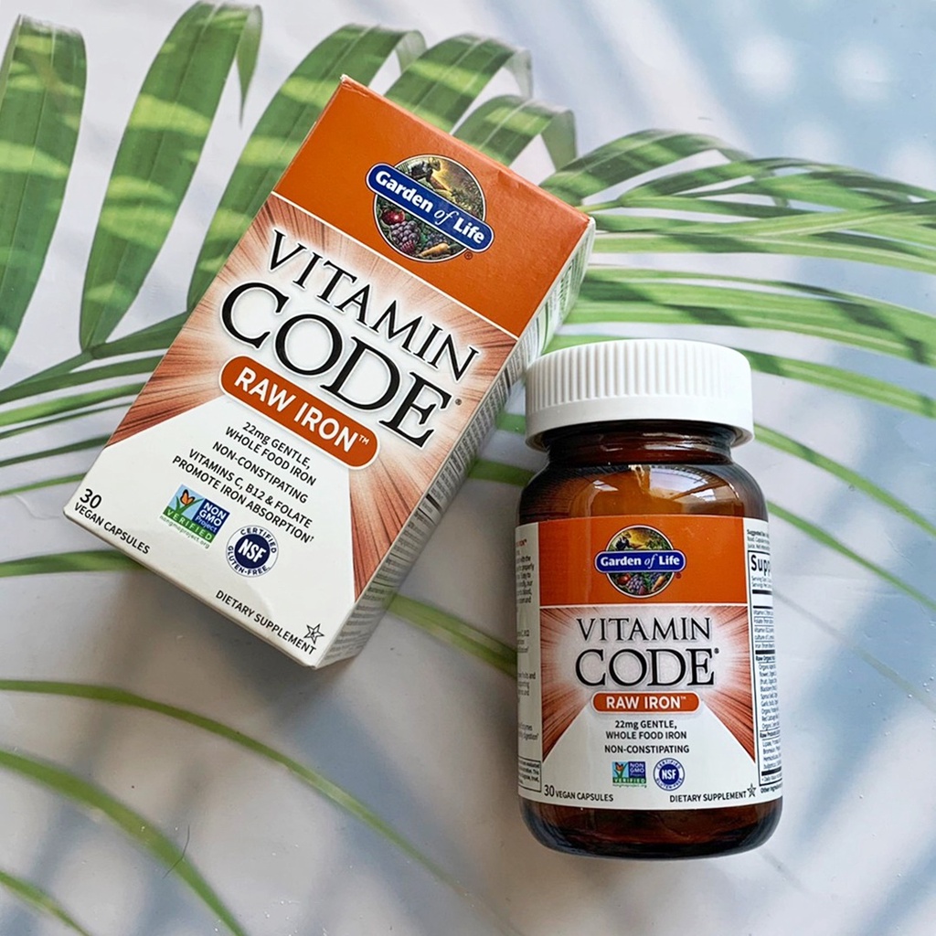 อาหารเสริมธาตุเหล็ก Vitamin Code RAW Iron 30 Vegan Capsules (Garden of ...