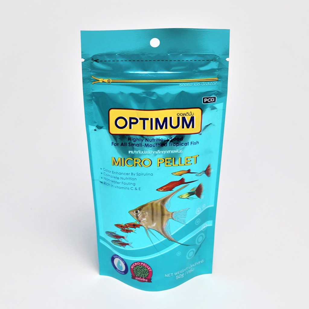 ใหม่ อาหารปลา ปากเล็ก OPTIMUM Micro Pellet 50 g. หางนกยูง นีออน ปลาสอด ...