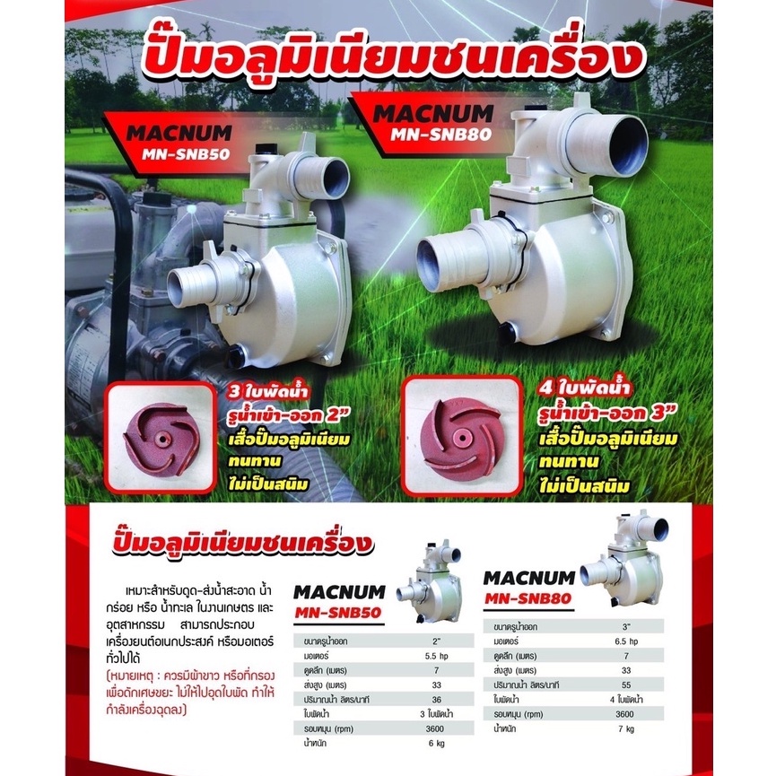 ปั๊มอลูมีเนียมชนเครื่องยนต์ (MACNUM) ขนาด 2" และ 3" นิ้ว (เสื้อปั๊ม ...