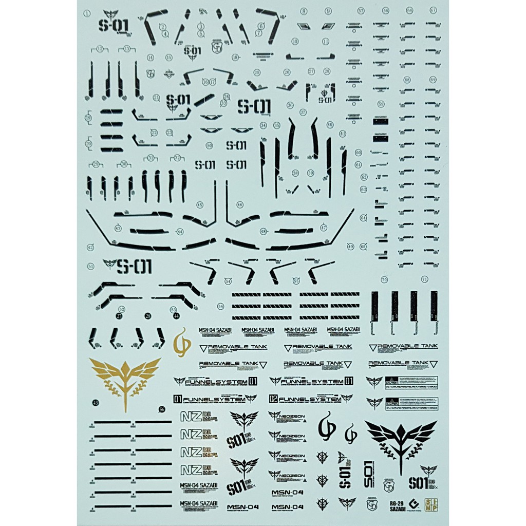 ดีคอลน้ำ [Evo] ER 003/E-RG29 MSN-04 Sazabi Gundam RG 1/144 WATER DECAL ...