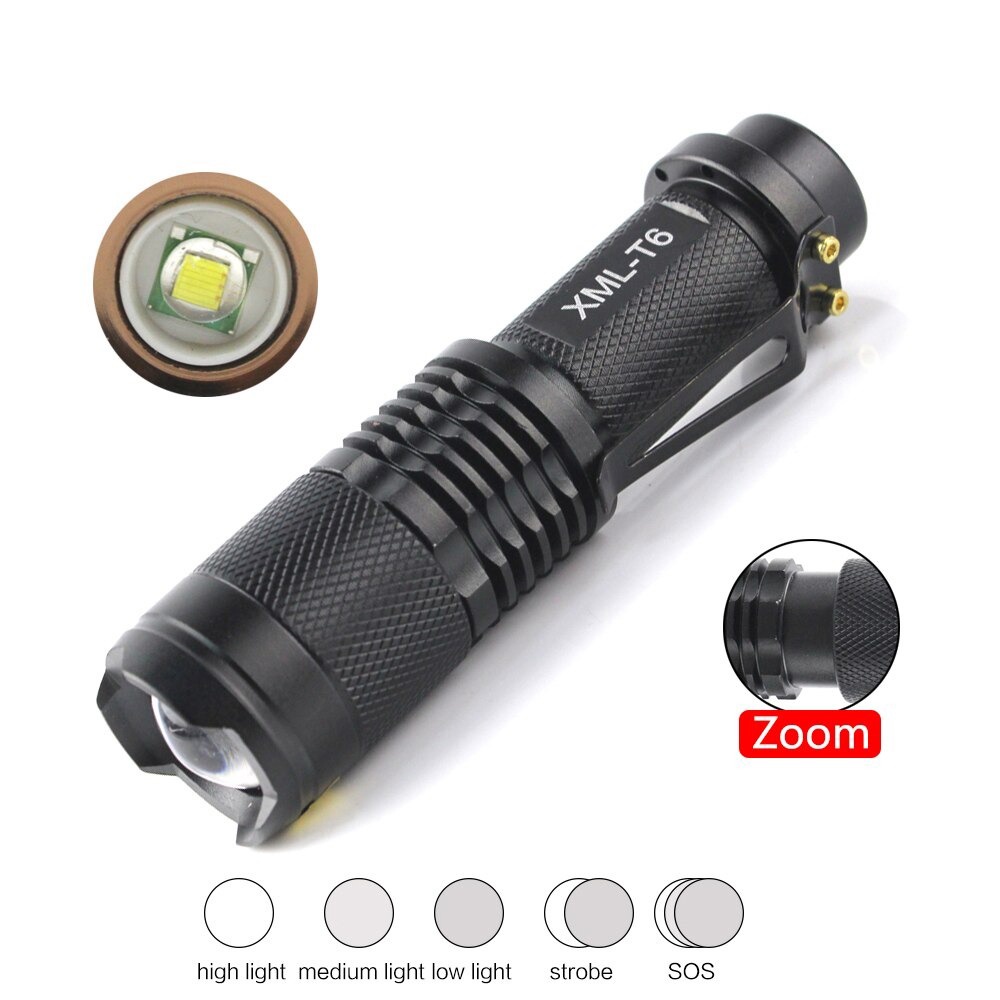 ไฟฉาย Mini LED 2000LM CREE XML-T6 รุ่นใช้แบตเตอรี่ 18650 พร้อมที่ชาร์จ | Shopee Thailand