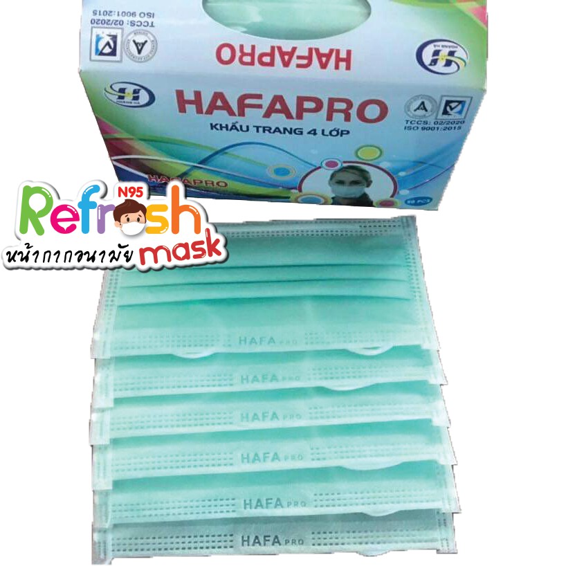 Hafapro (เขียวมิ้นท์) หน้ากากอนามัย 4 ชั้น Hafa Pro เกรดโรงพยาบาล ...