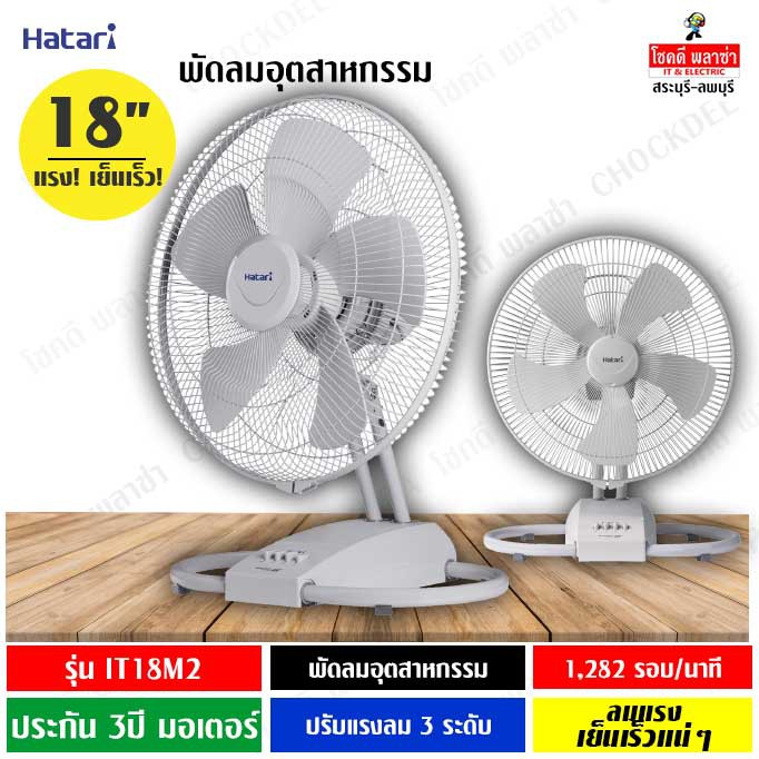 HATARI พัดลมอุตสาหกรรม รุ่น HT-IT18M2 ขนาด 18 นิ้ว (รับประกันนาน 3 ปี ...