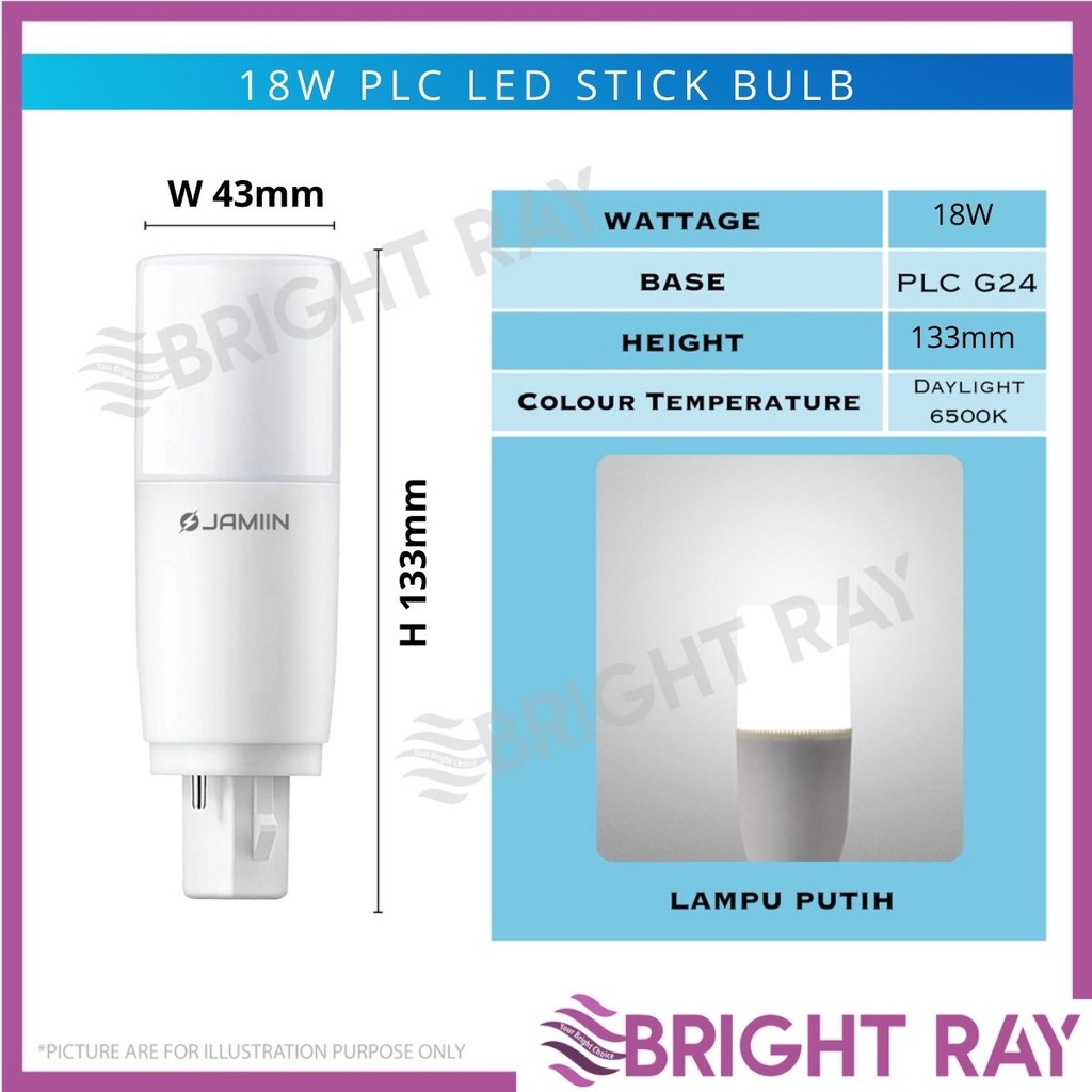 (SIRIM) Jamiin/parmen 10W/18W/20W [E27/PLC G24] หลอดไฟ LED ติดเพดาน (แสงกลางวัน / ขาวนวล / วอร์ม ...