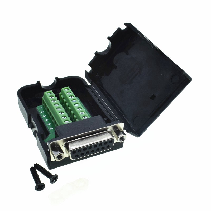 DB15 D-SUB Female / Male 15 Pin Plug Breakout Terminals Board Connector ...