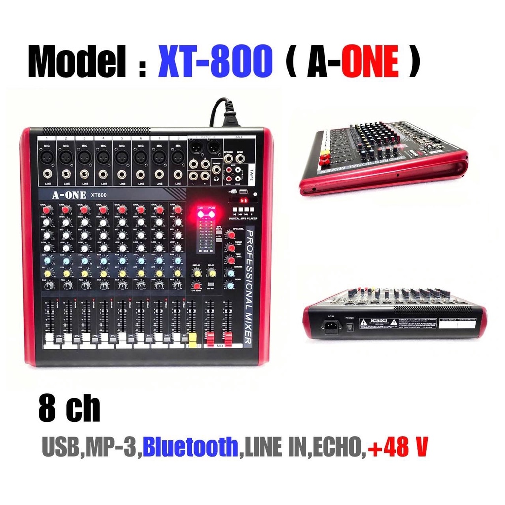 MIXER มิกเซอร์ A-ONE มิกซ์เซอร์ปรับเสียง รุ่น XT800 (8ชาแนล & bluetooth ...