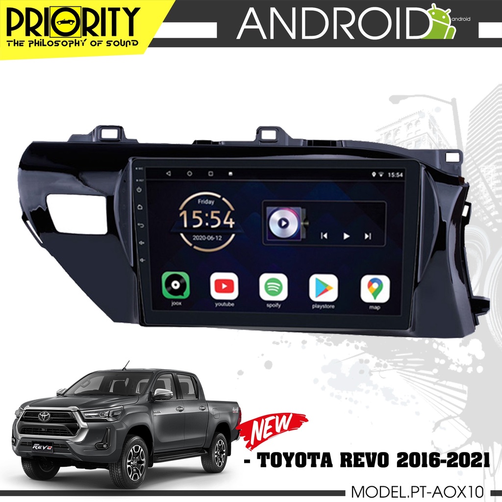 จอแอนดรอยติดรถยนต์ 10นิ้ว TOYOTA REVO CPU 4CORE 2+32 จอFULL-HD ระบบไมค์ ...