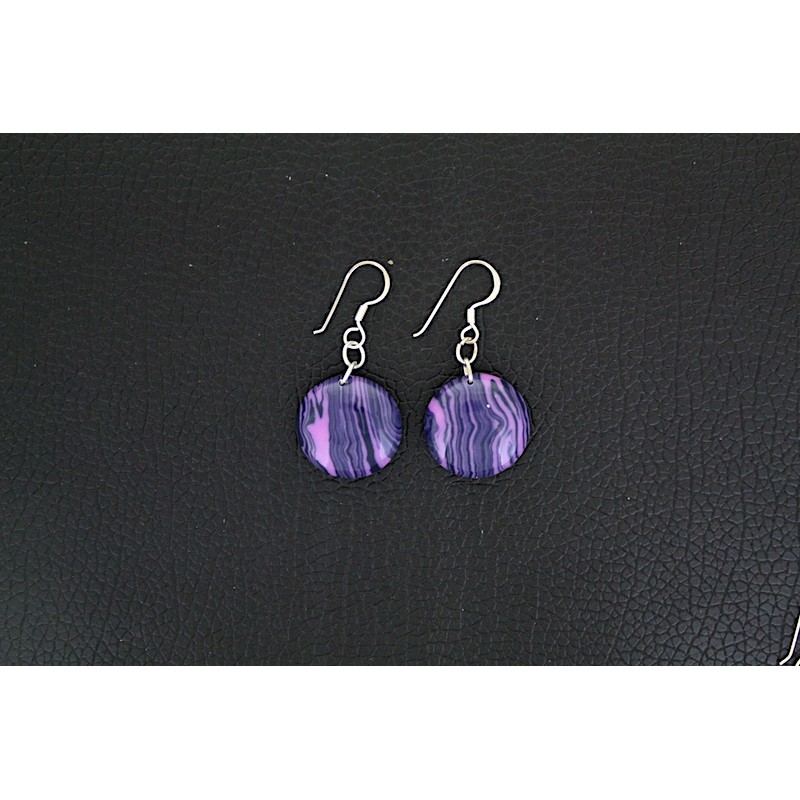 ต่างหูหินสี กลม 20 mm. ขอเกี่ยวเงินแท้ 925 หินเจียด้วยมือ Stone silver ...