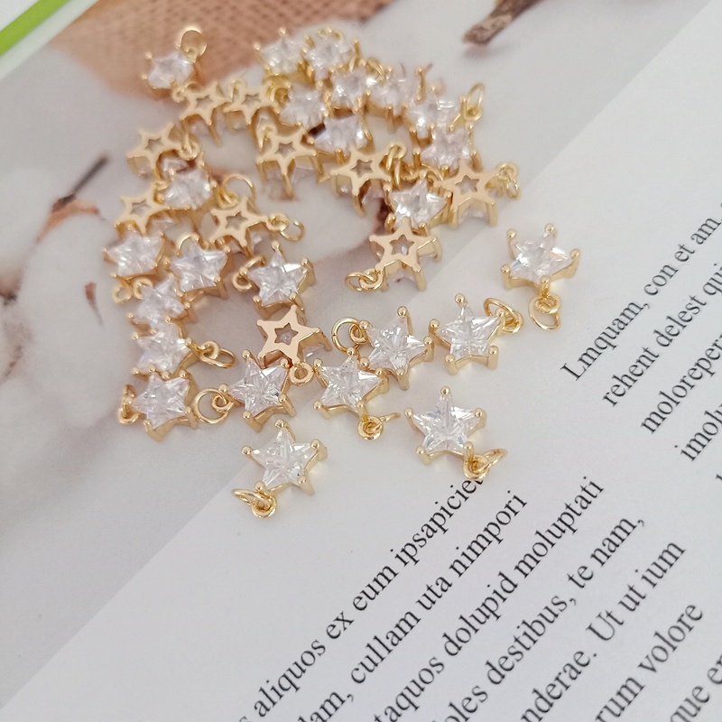 จี้สร้อยคอ สร้อยข้อมือ กําไลข้อมือ รูปดาวห้าแฉก ฝังเพทาย สีทอง 14k diy | Shopee Thailand